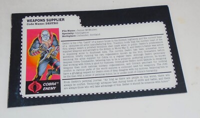 GI JOE File I.D. Card Filecard 1997 Destro V5 | eBay