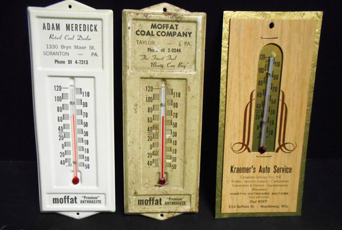 Trio of Vintage Advertising Tin Thermometers~ Coal Dealers & Auto ...