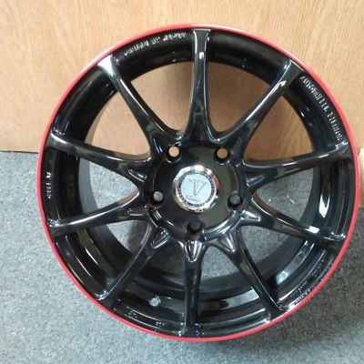 15x6.5 Velocity VW-211 5x114.3 (5x4.5") Gloss Black with Red Stripe ...