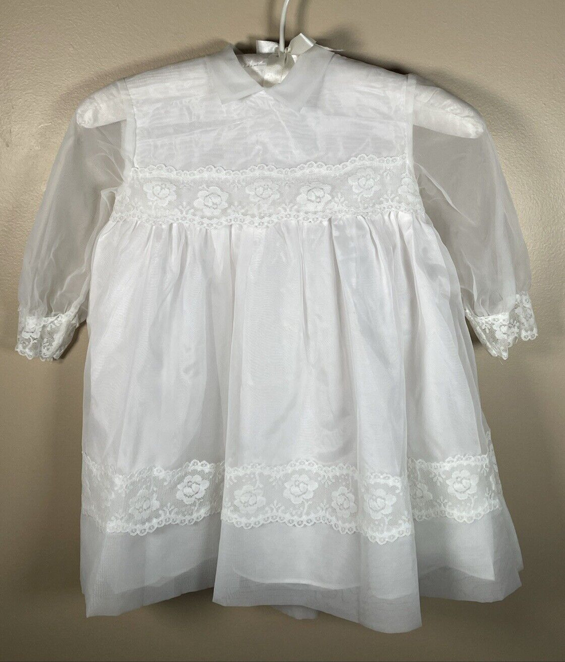 Vintage Girls White Frilly White Lace Party Dress Un… - Gem