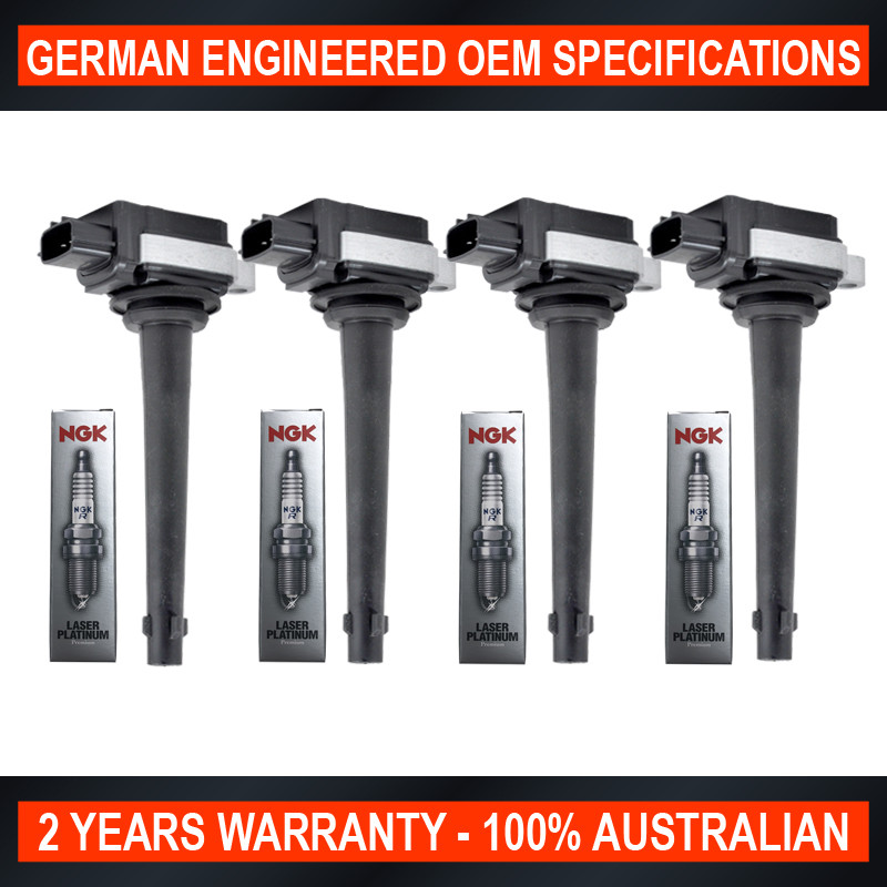 4x NGK Spark Plugs 4x Swan Ignition Coils for Nissan Tiida C11 X-Trail ...