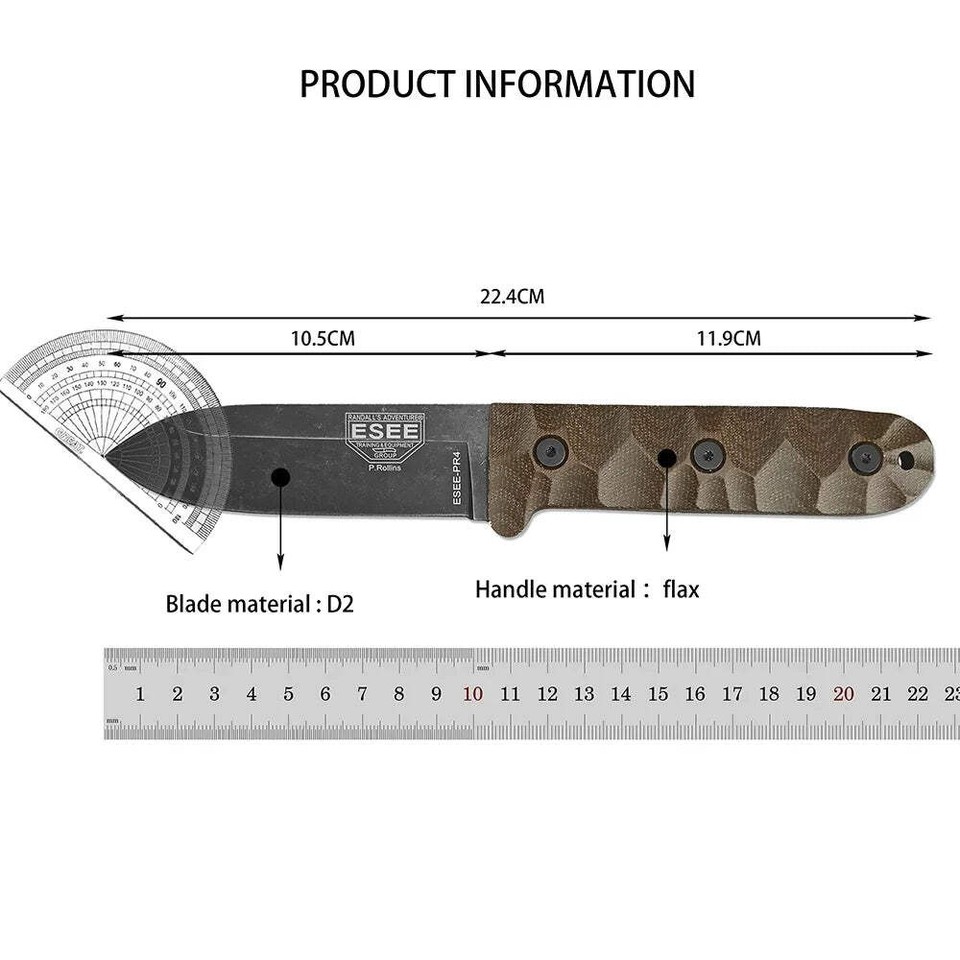 ESEE PR4 Fixed Blade Knife Outdoor Camping Survival EDC Tool | eBay