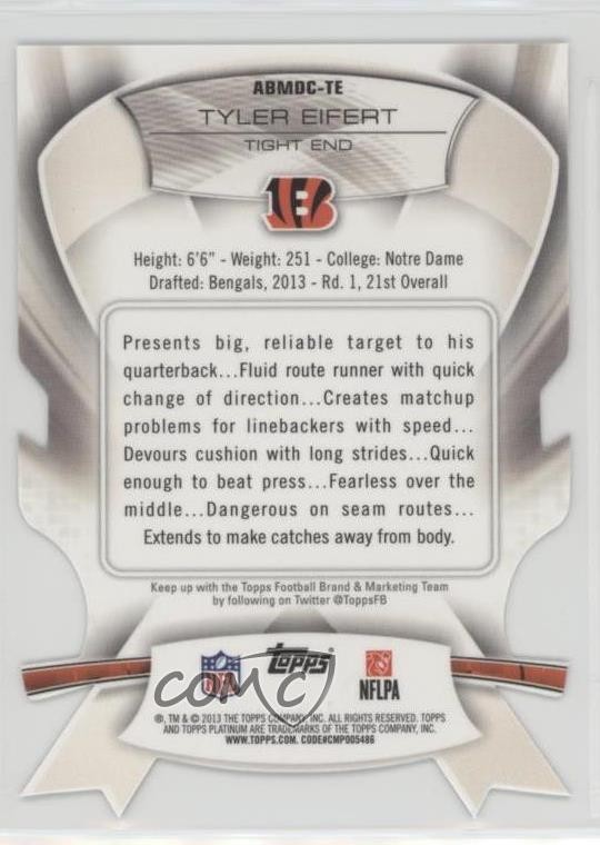 2013 Topps Platinum Die-Cut Ribbons BCA Pink Tyler Eifert #ABMDC-TE fm0 ...