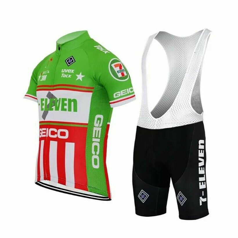 Mens Retro 7 Eleven Cycling Jersey Bib Short set Cycling Shorts Cycling ...