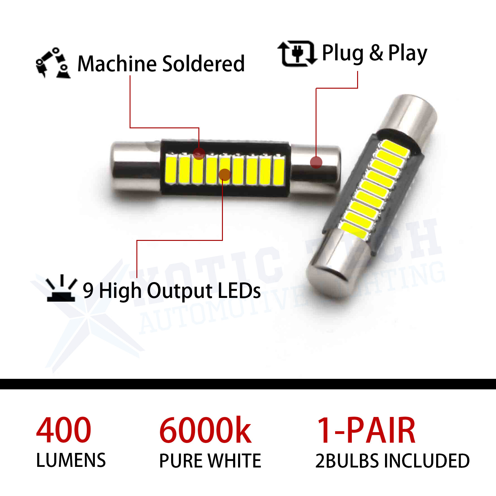 Xenon White 29MM 9SMD LED For Car Vanity Mirror Light Sun Visor Bulb ...