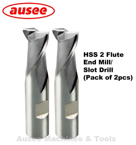 HSS 2 Flute End Mills / Slot Drills Pack of 2pcs ( Range from 1mm to ...