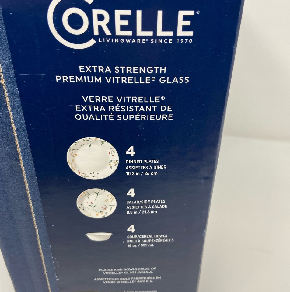 Corelle Wildflower Scatter 12-Piece Glass Dinnerware Set (Service for 4 ...