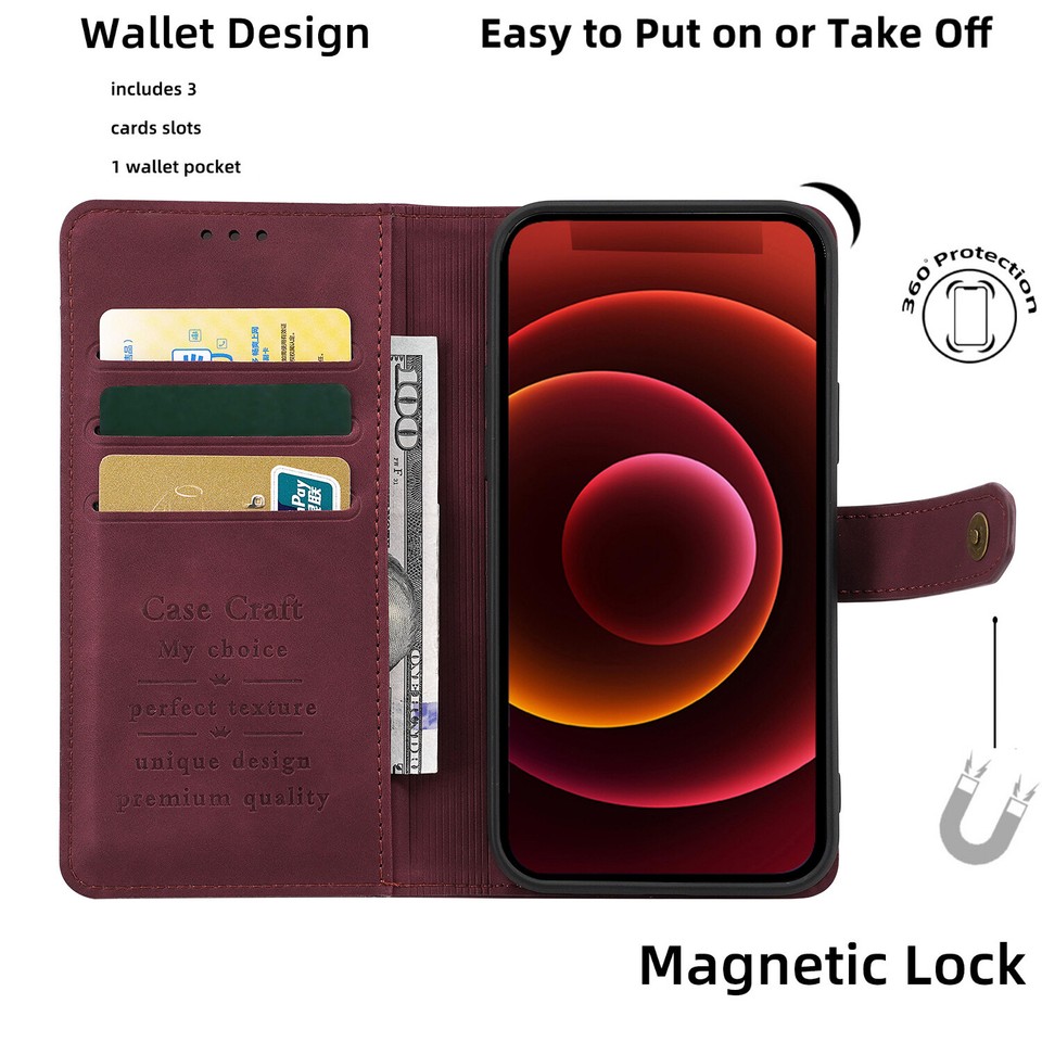 For Moto G Play (2024) Notebook Style Card Case,Leather Magnetic Flip ...