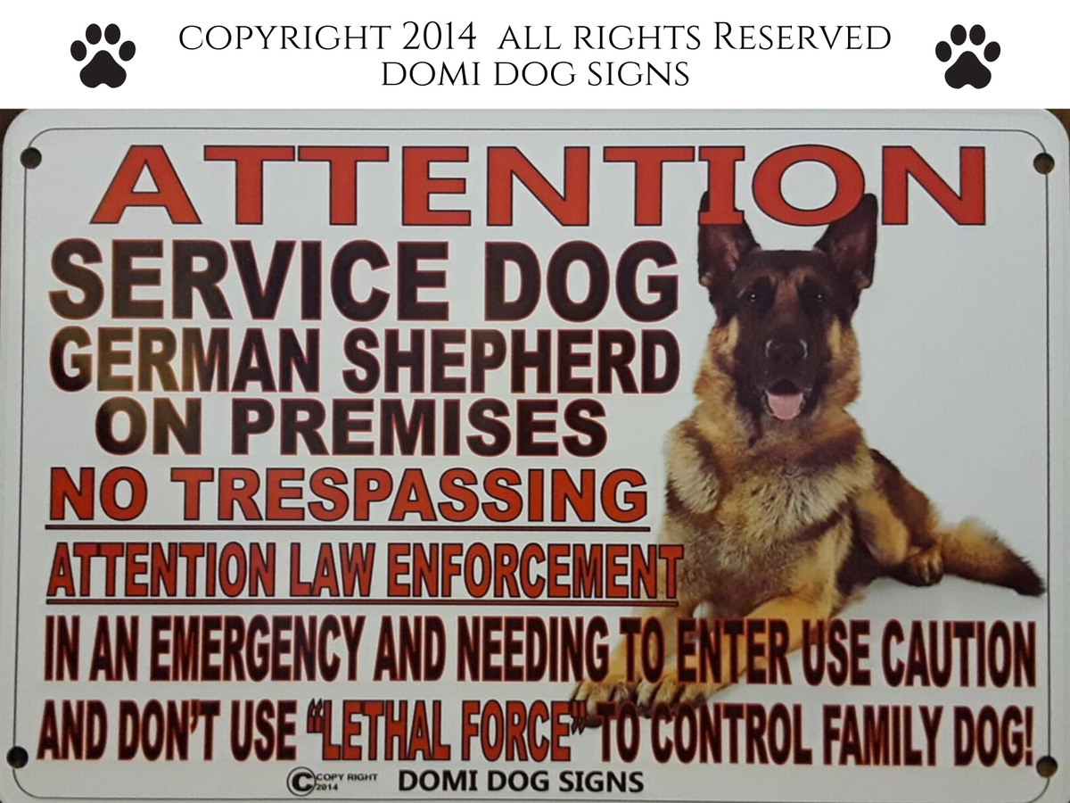 German Shepherd Guard Dog Sign New Canine Recruit With 'high Work