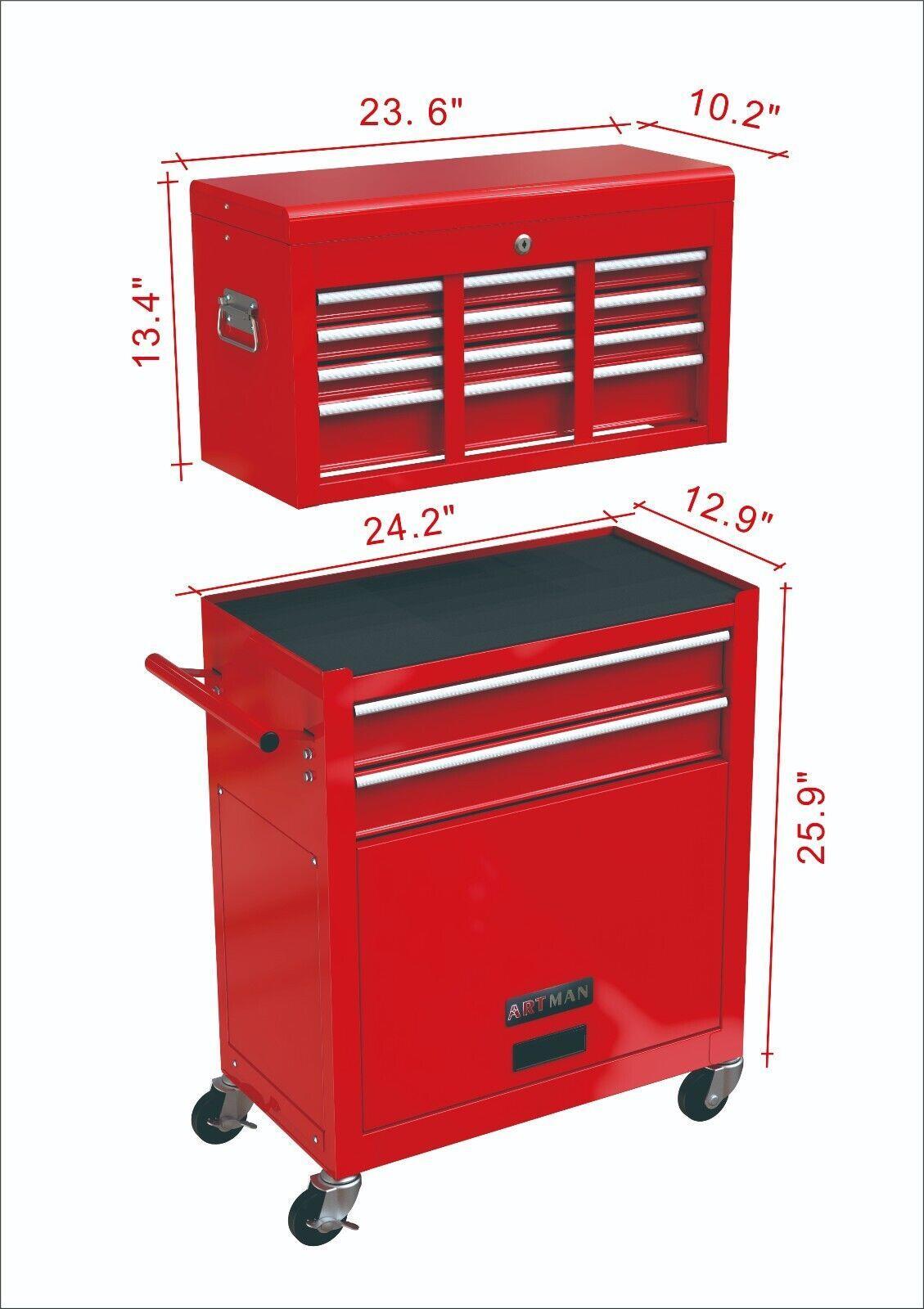 Tool Chest 8 Drawer Tool Organizer Tool Box w/ Pegboard Storage Cabinet ...