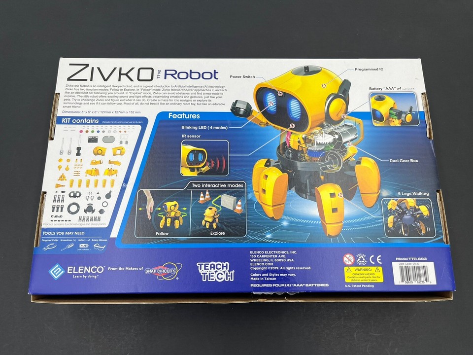 Elenco Teach Tech TTR-893 Zivko Interactive A/I Capable Robot Kit NEW ...