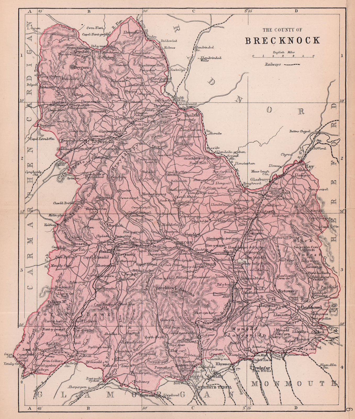 BRECKNOCKSHIRE "County of Brecknock" Brecon Beacons Wales BARTHOLOMEW ...