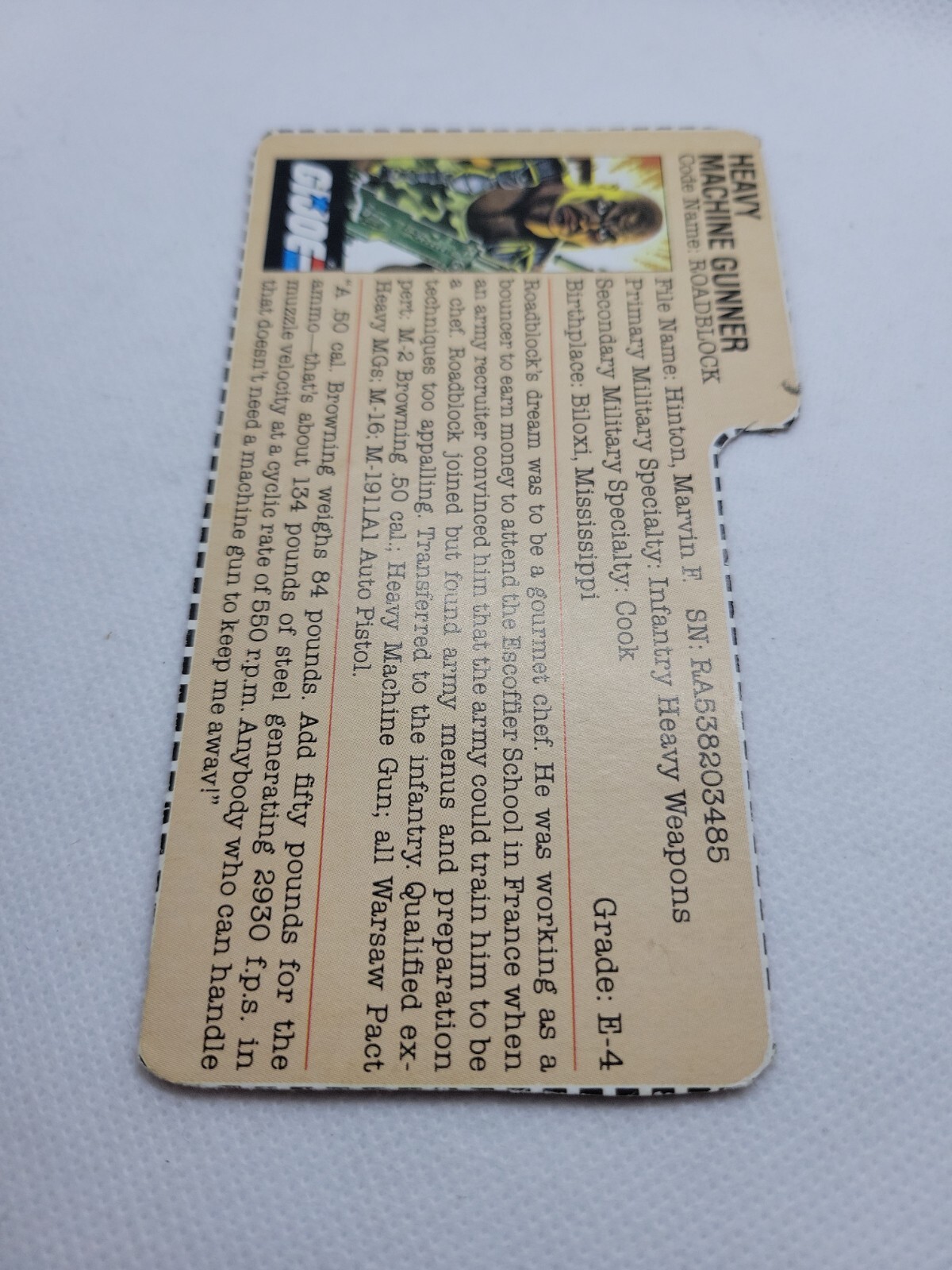 Vintage Hasbro GI Joe ARAH Roadblock Mail Away JC Penny Red Back File ...