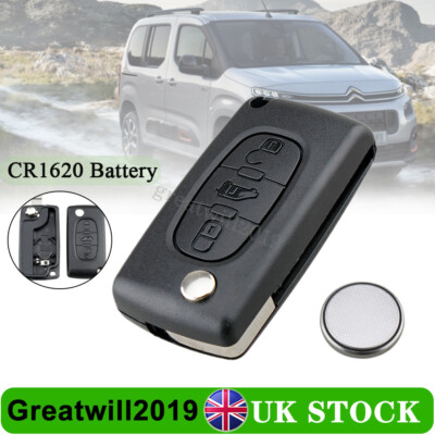 3 Button Key Fob Shell VA2 & Battery Fit Citroen Berlingo Peugeot ...
