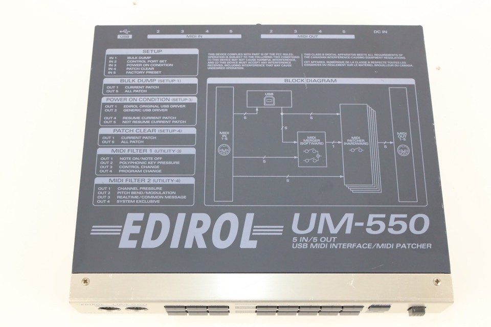 Edirol Roland UM-550 5 IN / 5 OUT USB MIDI Interface Patcher From Japan ...