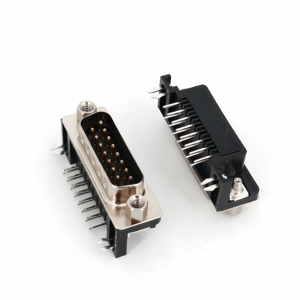 5Pcs DB15 Male 2 Row 15Pin Right Angle PCB Mount Solder Socket ...