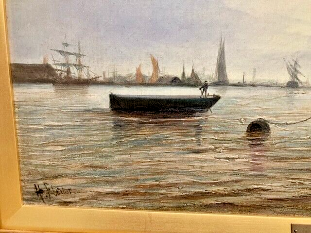 Two English 19c Antique Nautical Oil Paintings signed H Fletcher | eBay