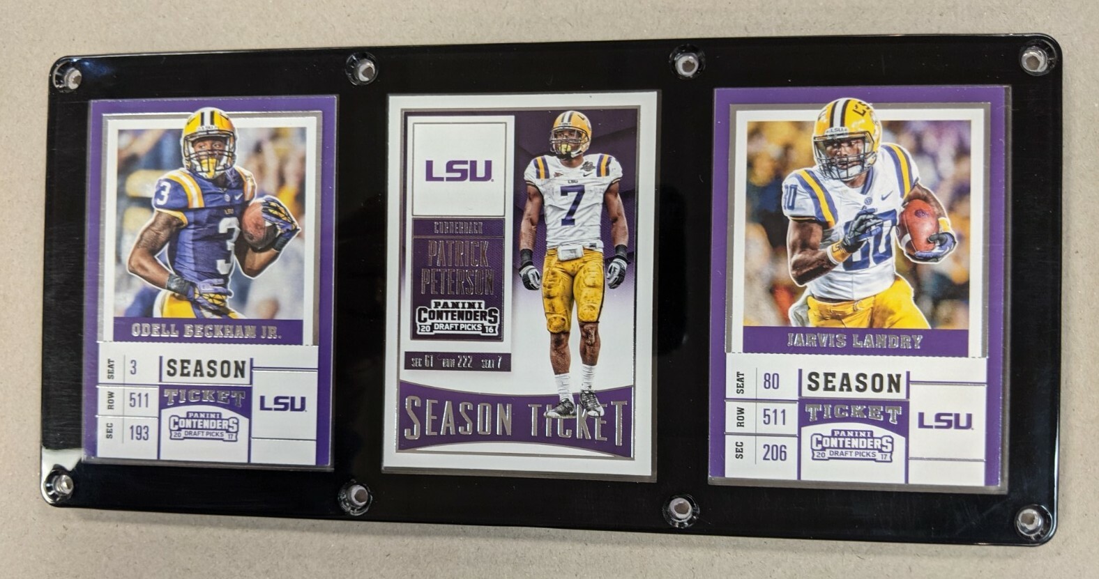 LSU TIGERS 3 CARD PLAQUE ODELL BECKHAM JR PATRICK PETERSON JARVIS ...