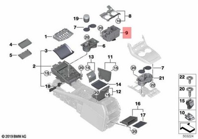 Genuine BMW X5 G05 G07 Thermoelectric Cup Holder Center Console ...