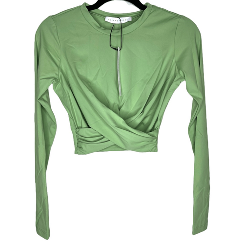 NEW Susana Monaco Cross Front Crew Neck Long Sleeve Top Grass Large | eBay