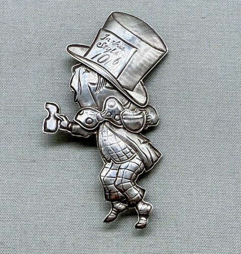 Vintage Kit Carson Sterling Silver Mad Hatter Brooch Pin Alice in ...