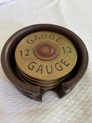 12 Gauge Shotgun Shell Coaster Set 4 Bullet Coasters Hunting Cabin ...