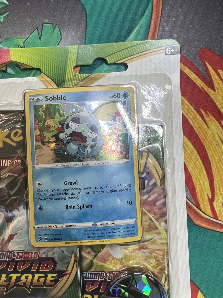 Pokemon TCG: Sword & Shield Vivid Voltage 3 Pack Blister with Sobble ...
