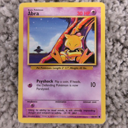 Abra 43/102 Base Set Unlimited Pokemon TCG Card Vintage WOTC Common NM ...