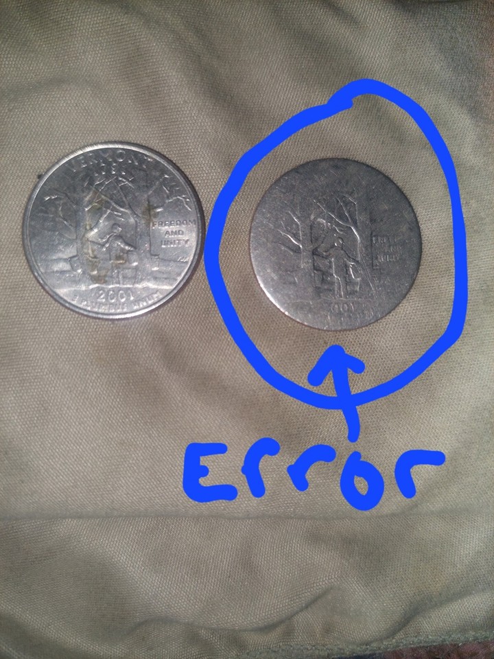 2001 P Vermont (Freedom and Unity) State Quarter ERROR Coin | eBay