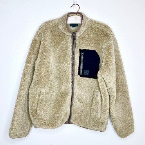 VOLCOM Mens Muzzer Fuzzar Fleece High Pile Zip-Up Jacket Size Medium ...