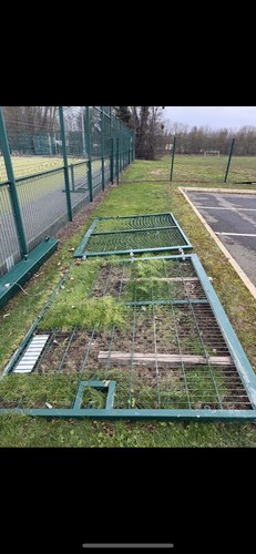 USED SECURITY STEEL GATES + 2 Posts 200 x 200 with 3 hanging lugs on ...