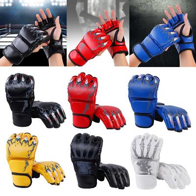Half Finger Boxing Gloves Open Palms Hand Guard Protector Half Mitts ...
