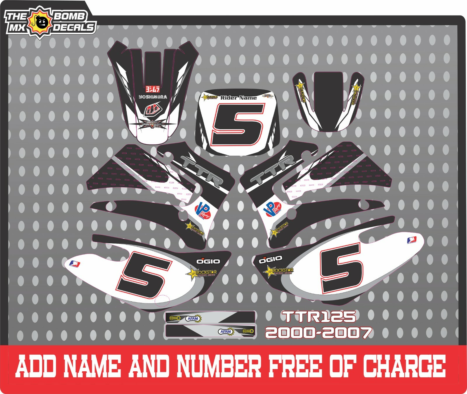 YAMAHA TTR125 decals graphics TTR 125 personal laminated custom 00-07 ...