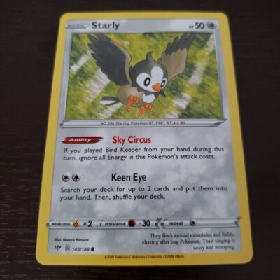 Starly 145/189 Darkness Ablaze Pokemon Card NM | eBay