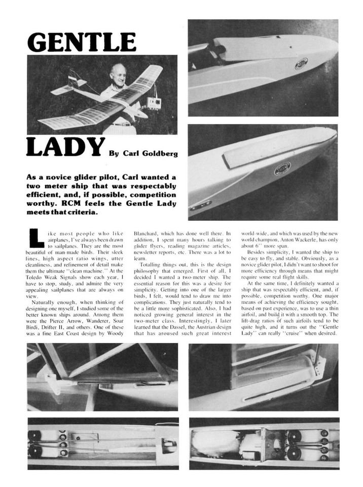 Carl Goldberg Model Airplane Plans (RC): Gentle Lady 2-Meter Sailplane ...