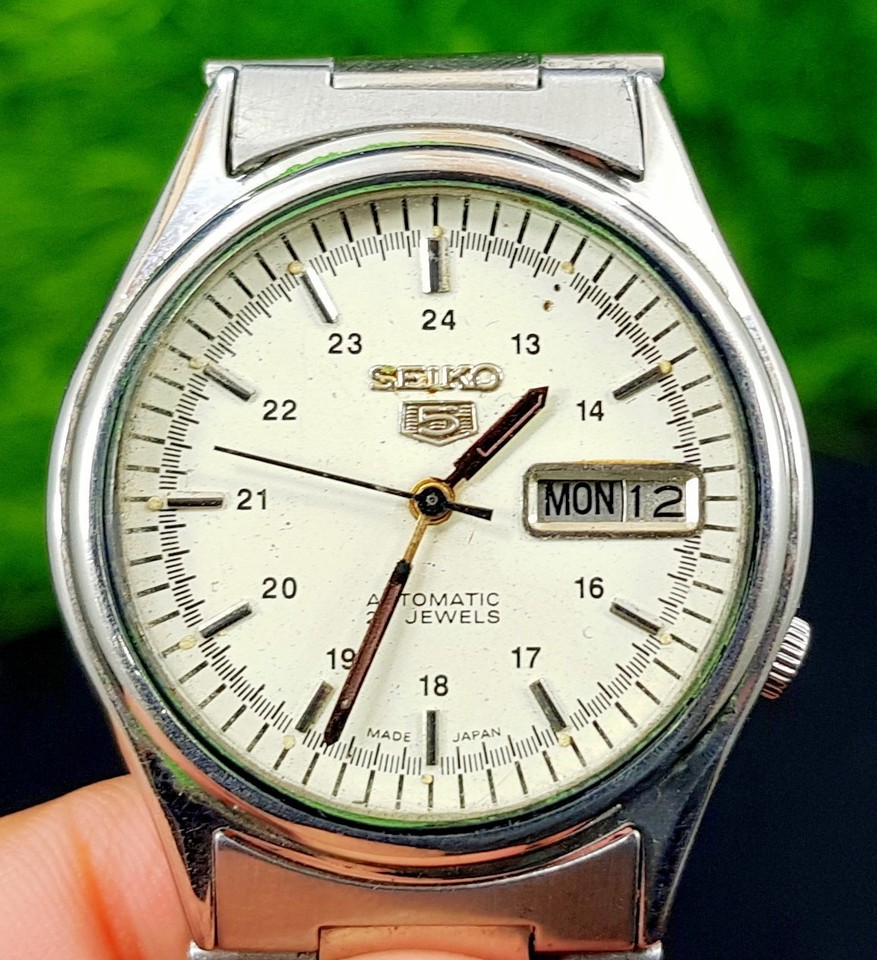 VINTAGE OF SEIKO 5 AUTOMATIC 21 JEWELS DAY DATE MEN WRIST WATCH JAPAN ...