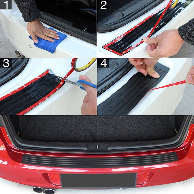 Rear Bumper Protector Trim Cover Black Rubber Trunk Sill Plate Cover ...