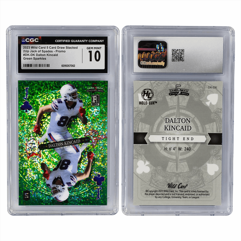 2023 Wild Card 5 Card Draw Stacked 2Up Dalton Kincaid Green Sparkles ...
