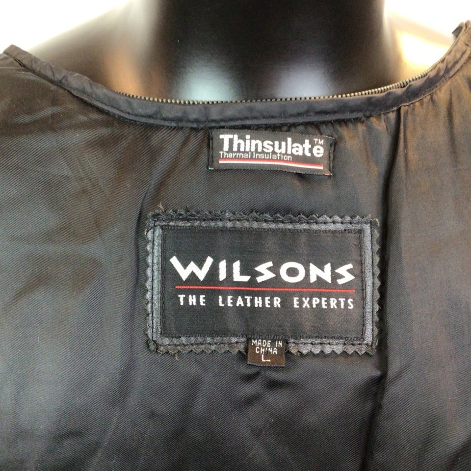 Vintage Wilsons Leather Zip Jacket Black Mens L With Thinsulate ...