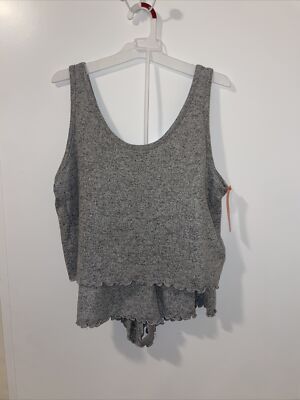 Colsie Women's Size M Black Pajama Set Shorts Button Crop Top Cozy ...