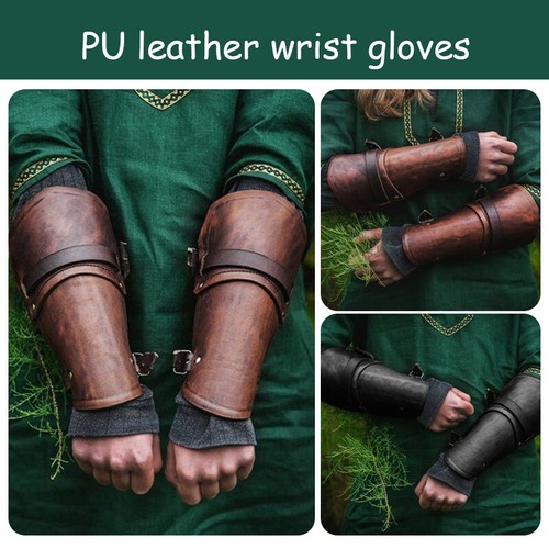 Faux Leather Arm Guards Medieval Bracers Adjustable Wrist Guard Cosplay ...