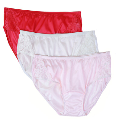 Shadowline Underwear Women's Hipster Red Pink Ivory Nylon Panties w ...