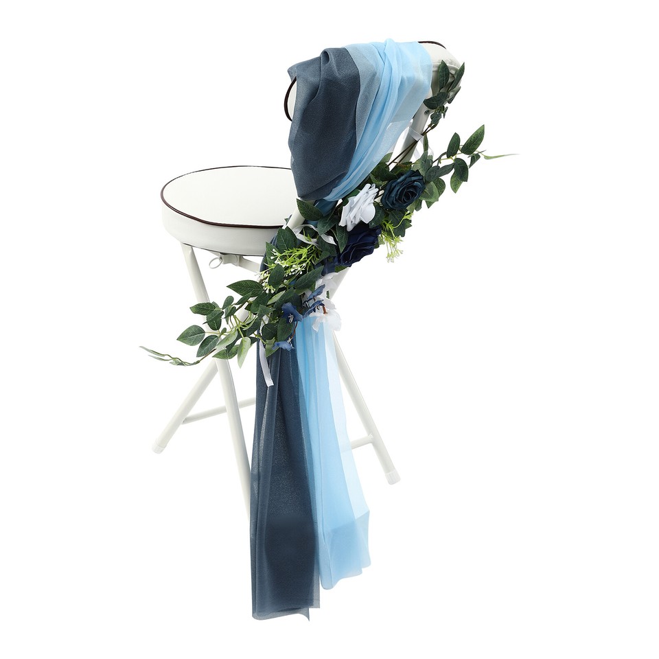 Blue Artificial Flower Arrangement Ribbons For Wedding Chair Back Decor ...