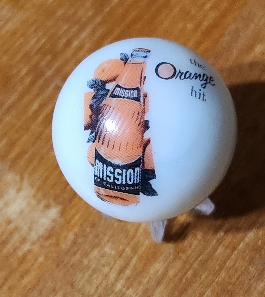 MISSION ORANGE SODA DRINK ADVERTISING POP MARBLE SHOOTER SIZE 1" INCH ...
