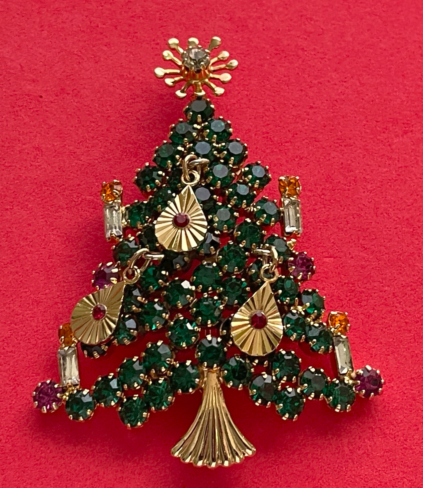 VINTAGE CHRISTMAS TREE PIN BROOCH ST LABRE SIGNED BOO… - Gem