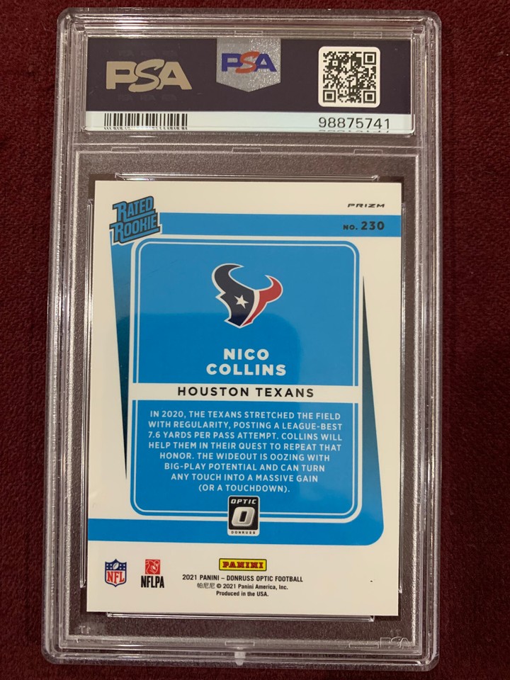 Nico Collins 2021 Donruss Optic Silver Holo Prizm Rookie Card RC PSA 10 ...