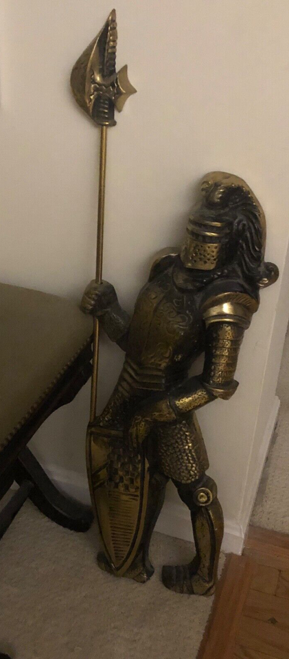 VTG Brass Knight In Armour Wall Hanging Plaque Art Large Medieval Moody ...