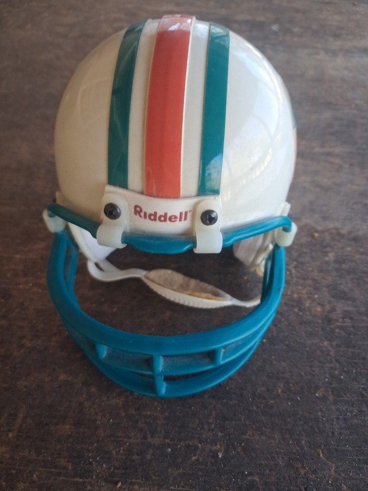 1995 Mini Riddle Miami Dolphins Helmet And A Dan Marino Plaque. | eBay