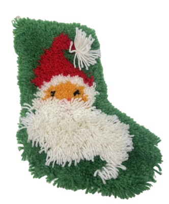 Vintage Wall Latch Hook Rug Santa Holiday Christmas Stocking Completed ...