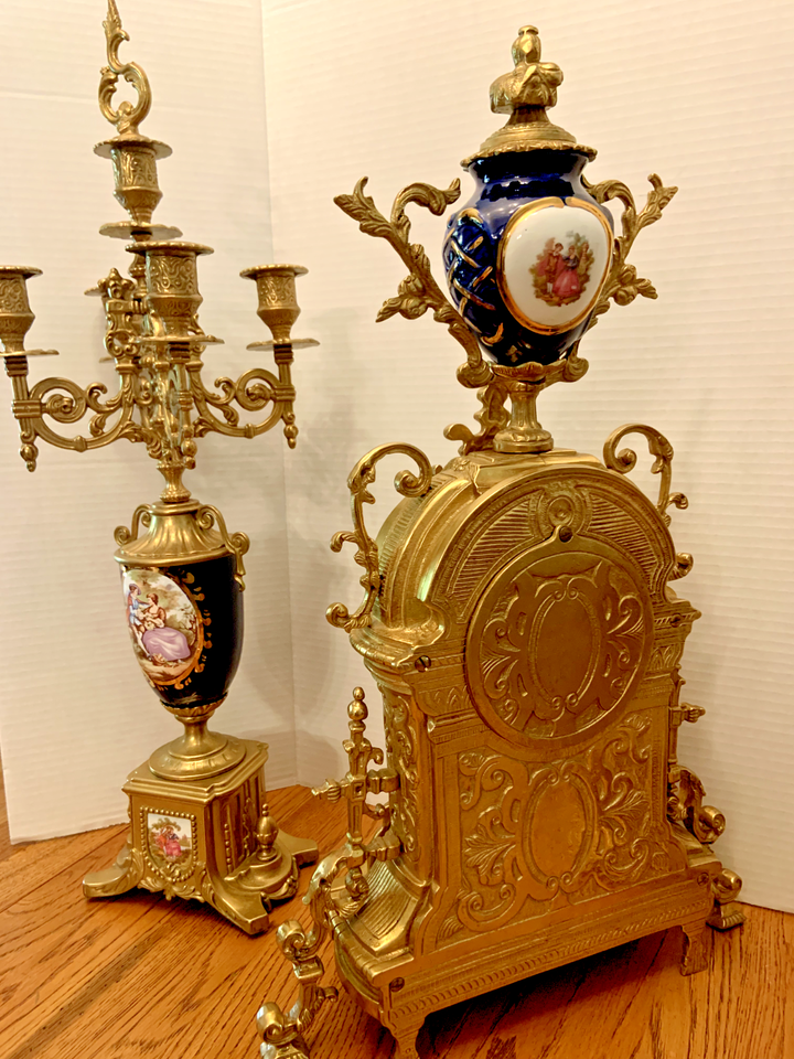 Vintage Authentic Set of 3 Imperial Clock & Candelabras Made In Italy ...